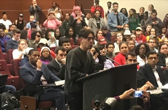 White male Republican student president under fire as progressive peers ...