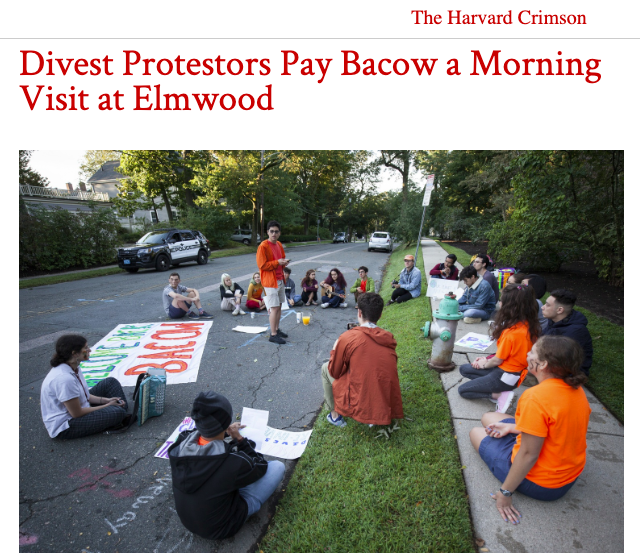 Harvard climate activists protest ‘destruction of planet’ in front of ...