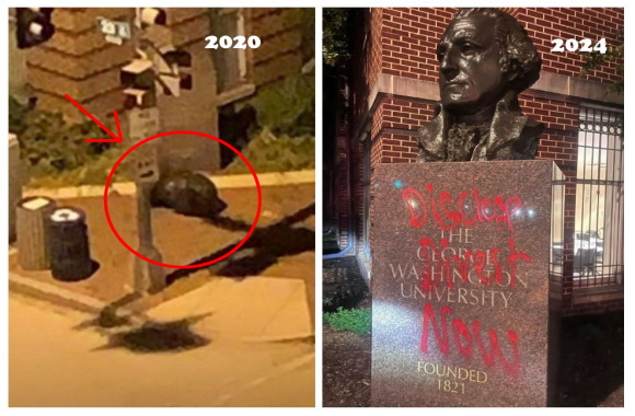 Beheaded during BLM riots, Washington bust at GWU now hit with anti ...
