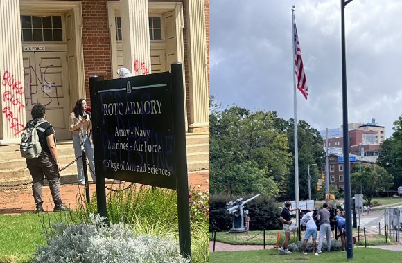UNC frat brothers restore American flag again after anti-Israel protest ...